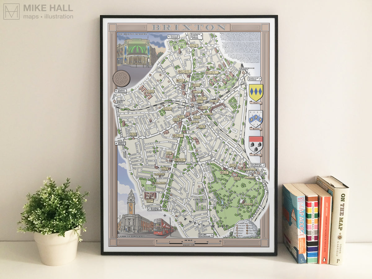 Brixton (London SW2/SW9) illustrated map giclee print – Mike Hall Maps & illustration
