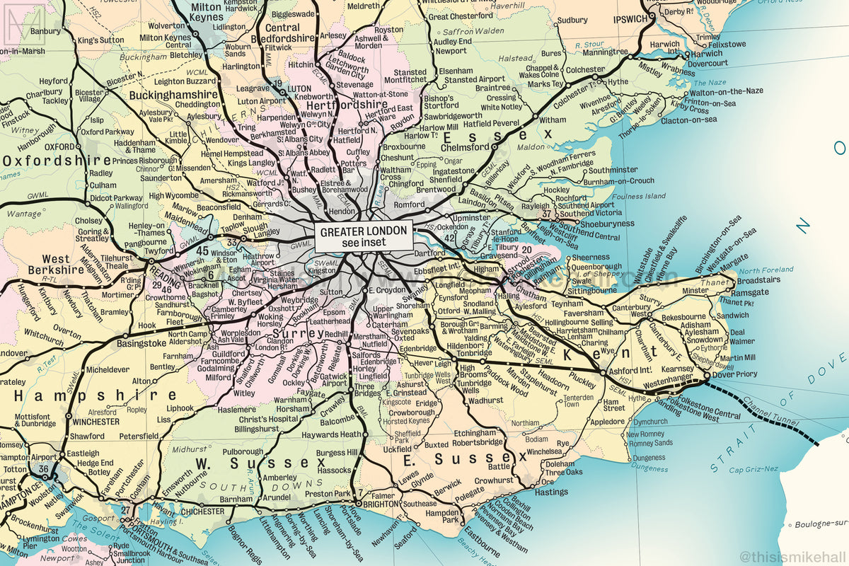 Great Britain Railway Map giclee print – Mike Hall Maps & illustration