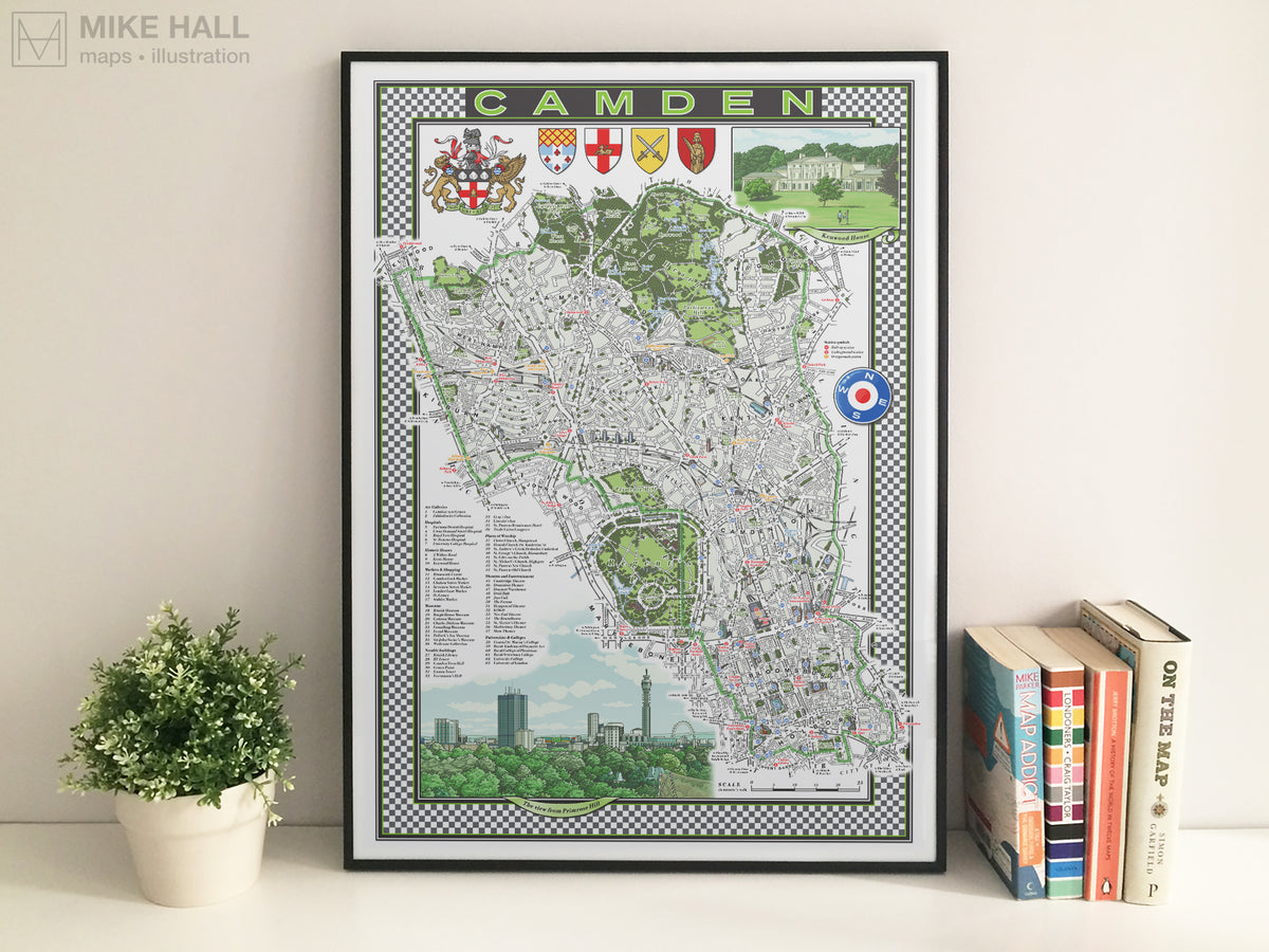 Camden (London borough) illustrated map giclee print – Mike Hall Maps ...
