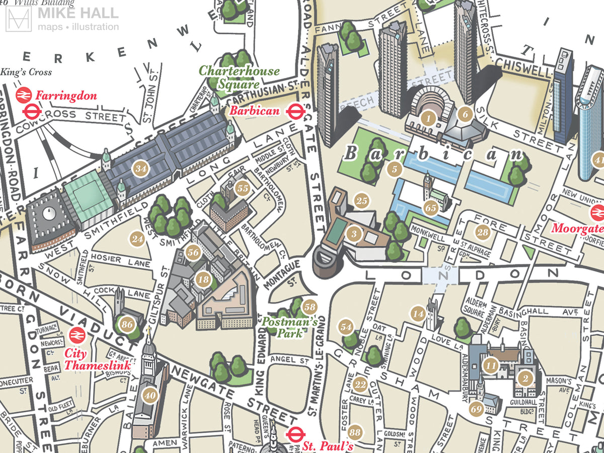 City of London illustrated map giclee print – Mike Hall Maps & illustration