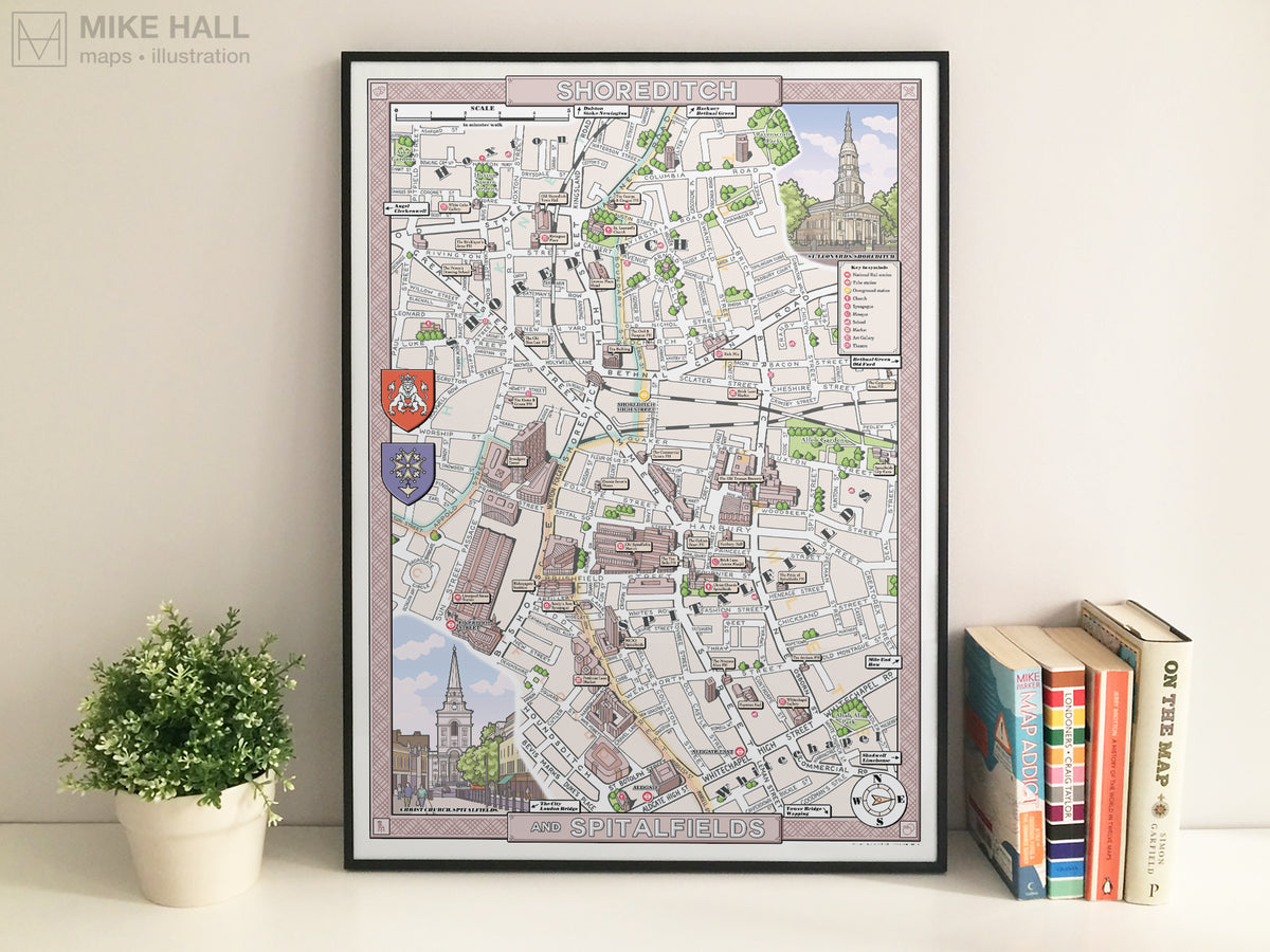 Shoreditch and Spitalfields, London illustrated map giclee print – Mike ...