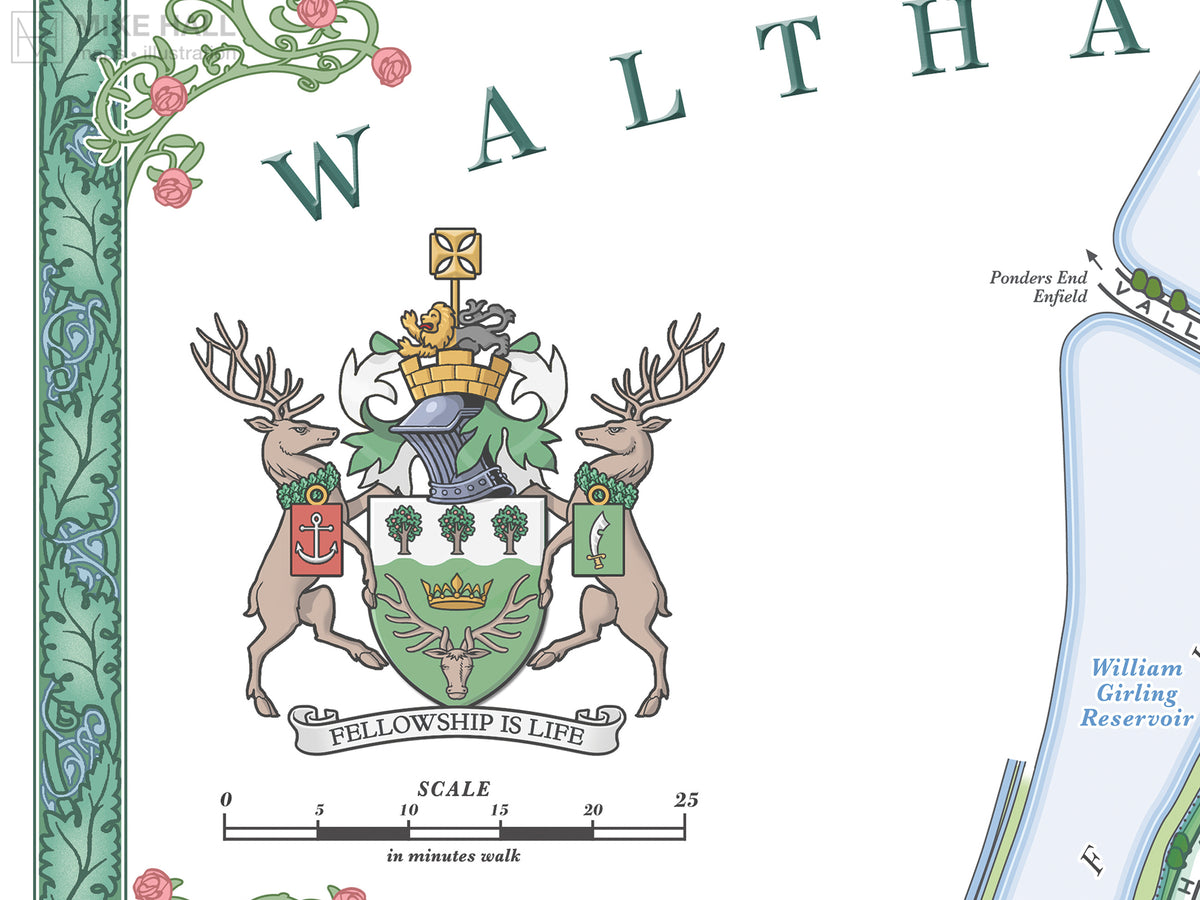 Waltham Forest (London borough) illustrated map giclee print – Mike ...