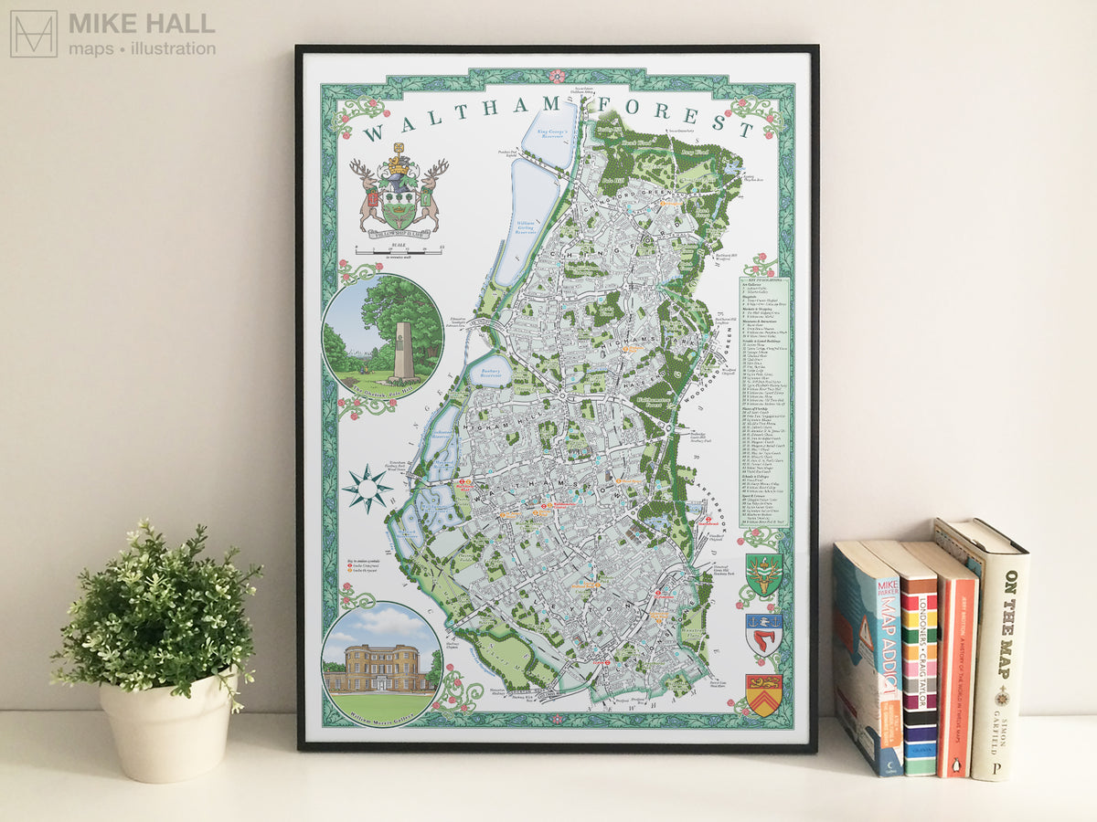 Waltham Forest (London borough) illustrated map giclee print – Mike ...