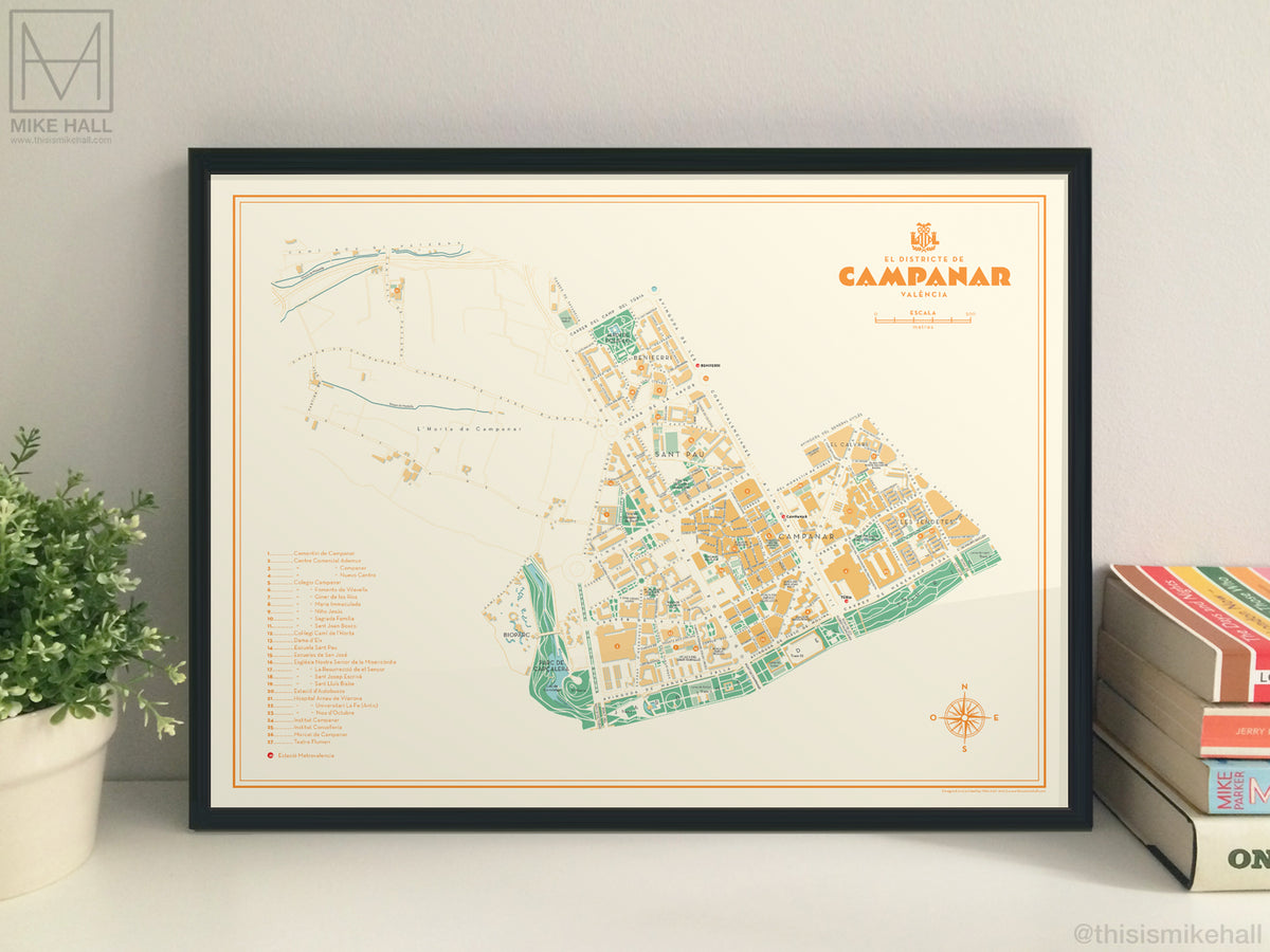 Campanar, Valencia map giclee print – Mike Hall Maps & illustration