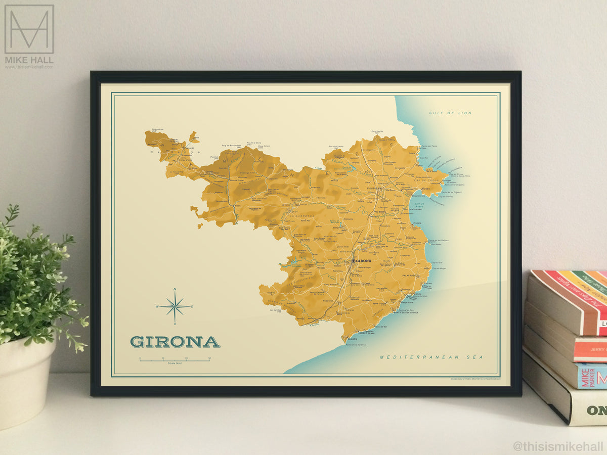 Girona (Spanish Province) map giclee print – Mike Hall Maps & illustration