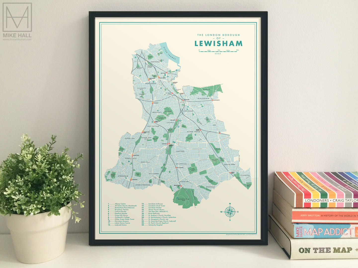 Lewisham (London borough) retro map giclee print – Mike Hall Maps ...