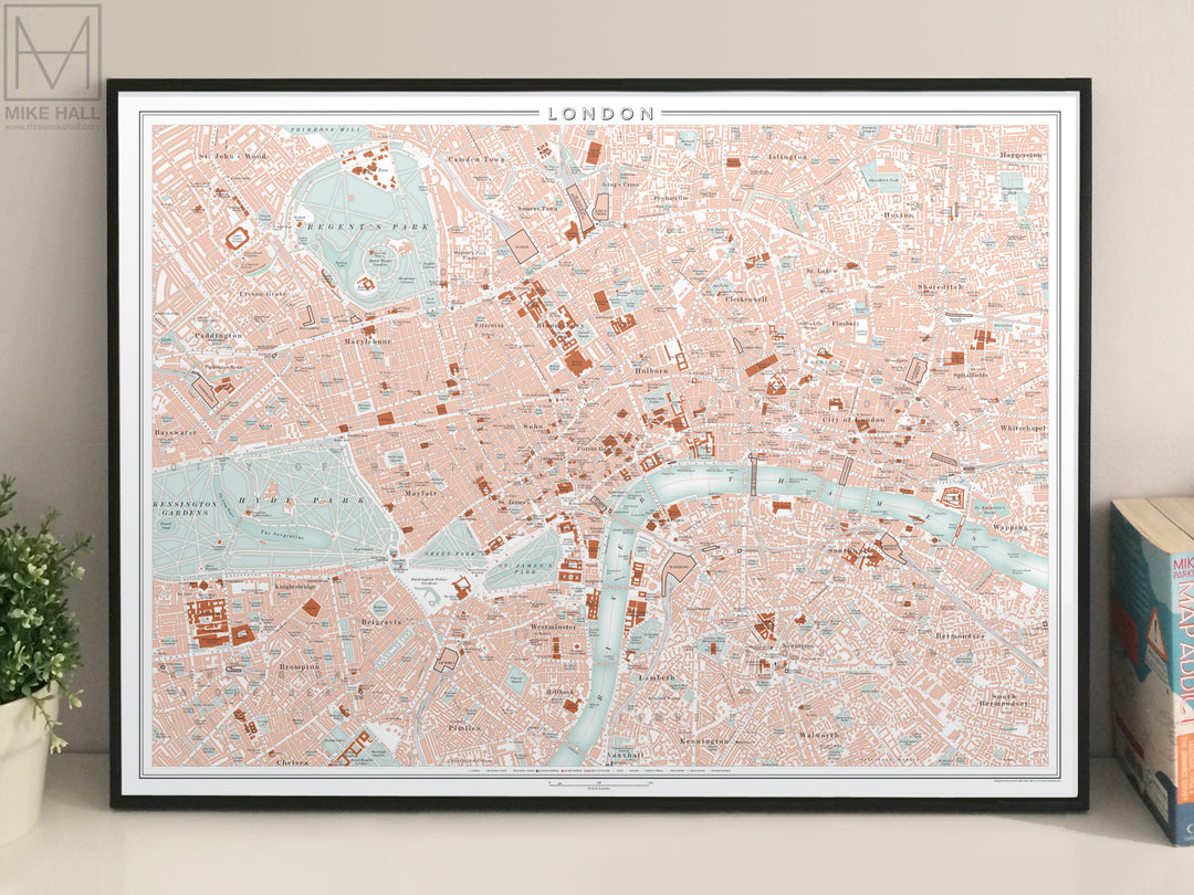 London, UK city map giclee print – Mike Hall Maps & illustration