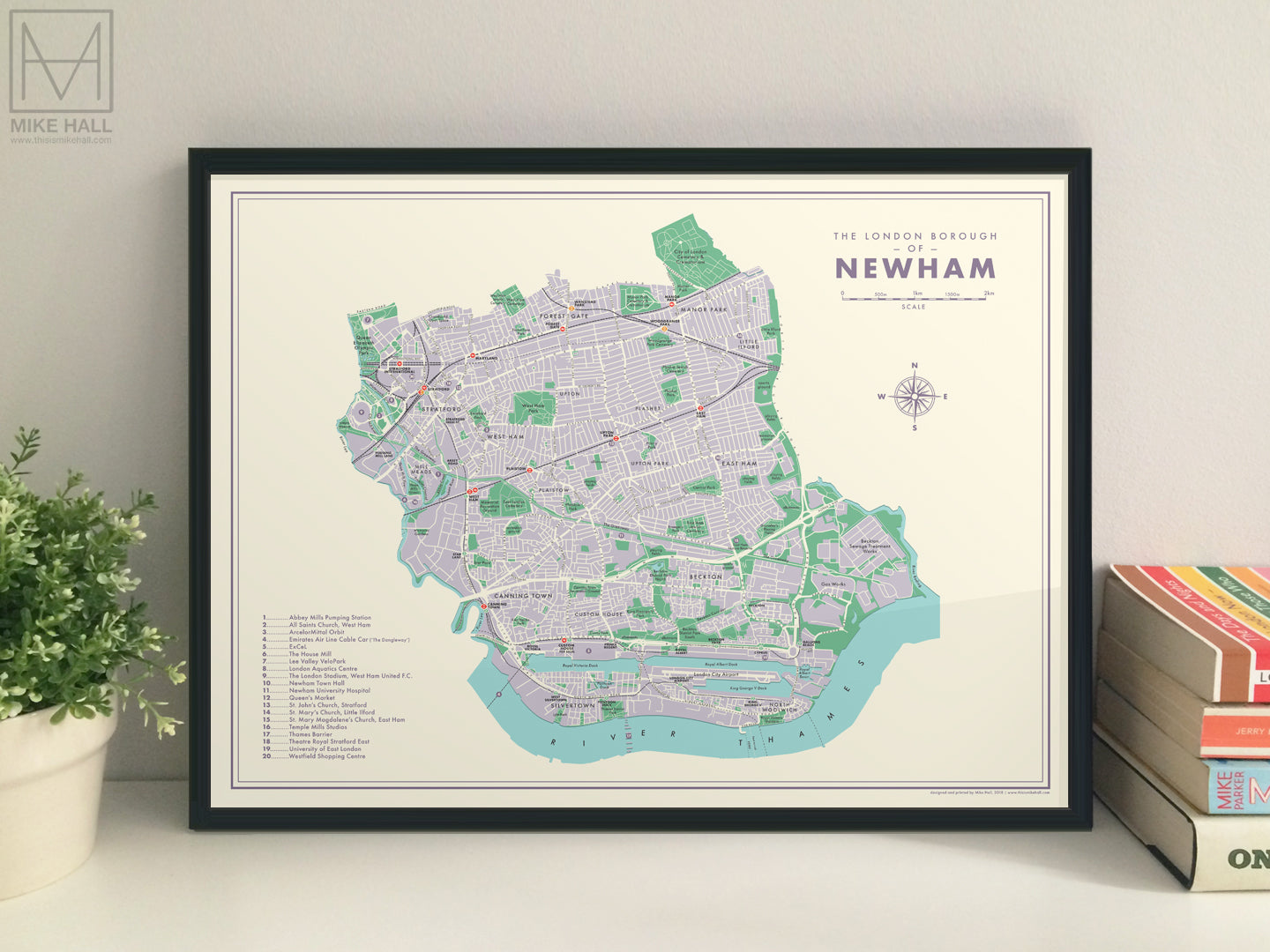 Newham (London borough) retro map giclee print – Mike Hall Maps ...