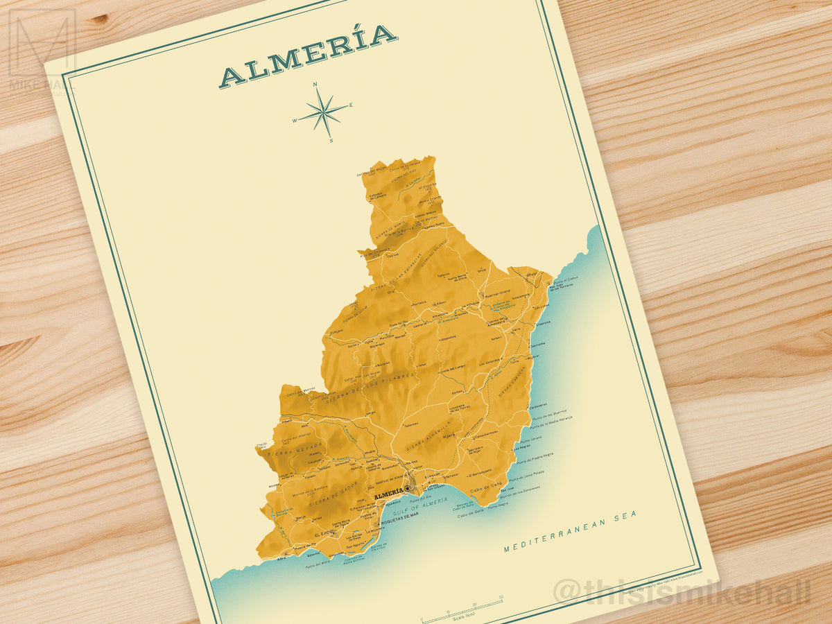 Almería (Spanish Province) map giclee print – Mike Hall Maps & illustration