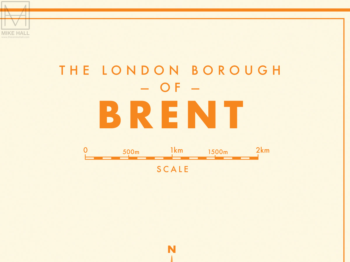 Brent (London borough) retro map giclee print – Mike Hall Maps ...