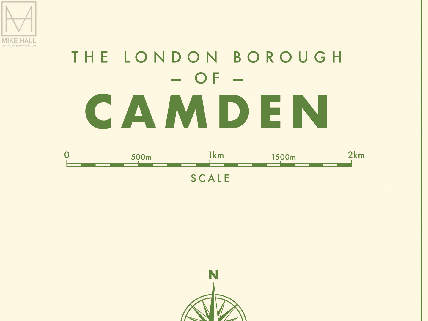 Camden (London borough) retro map giclee print – Mike Hall Maps ...