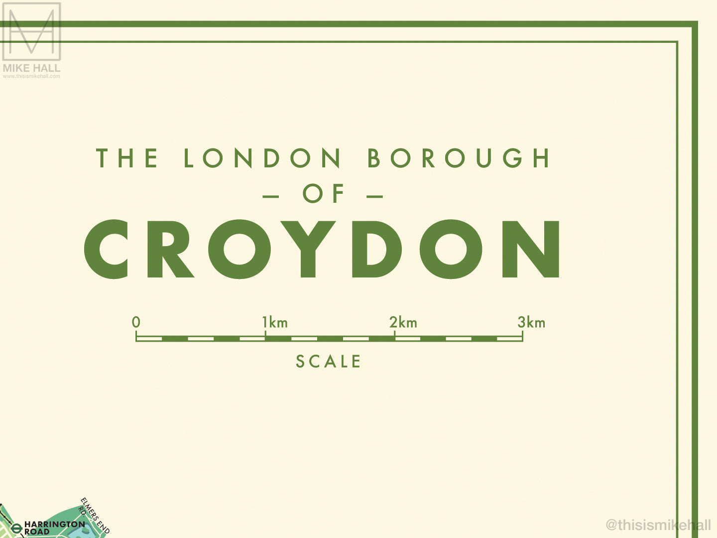 Croydon (London borough) retro map giclee print – Mike Hall Maps ...