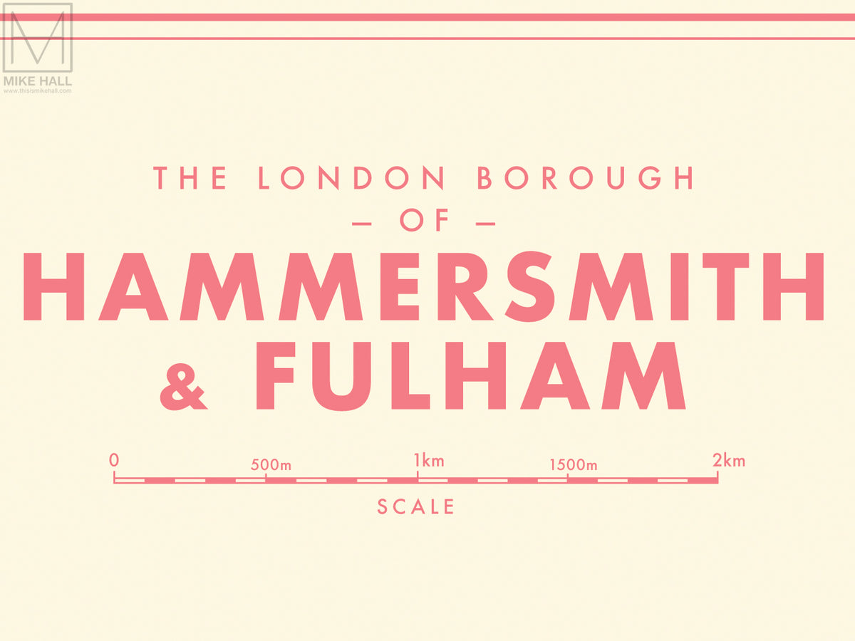Hammersmith & Fulham (London borough) retro map giclee print – Mike ...