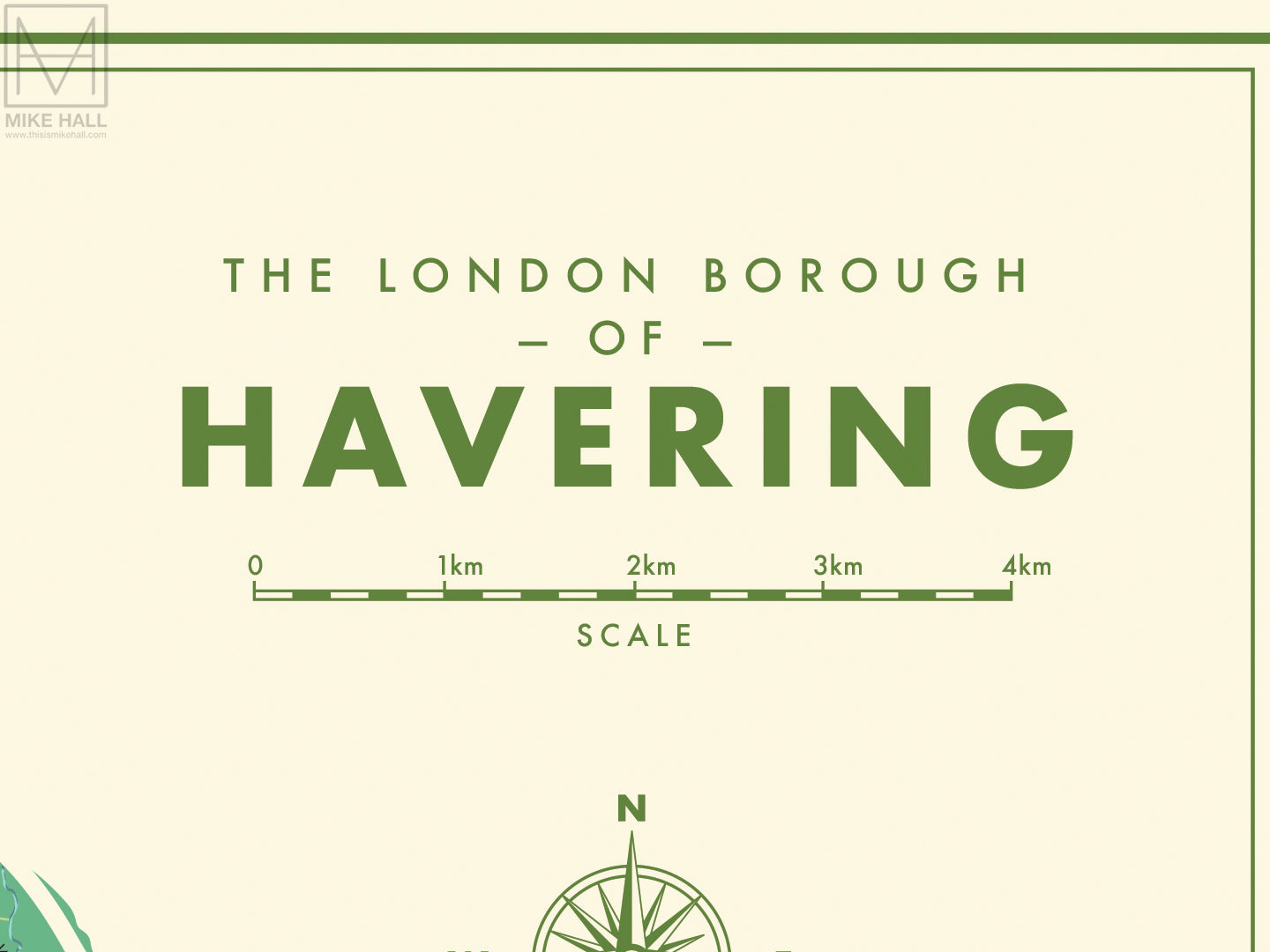 Havering (London borough) retro map giclee print – Mike Hall Maps ...