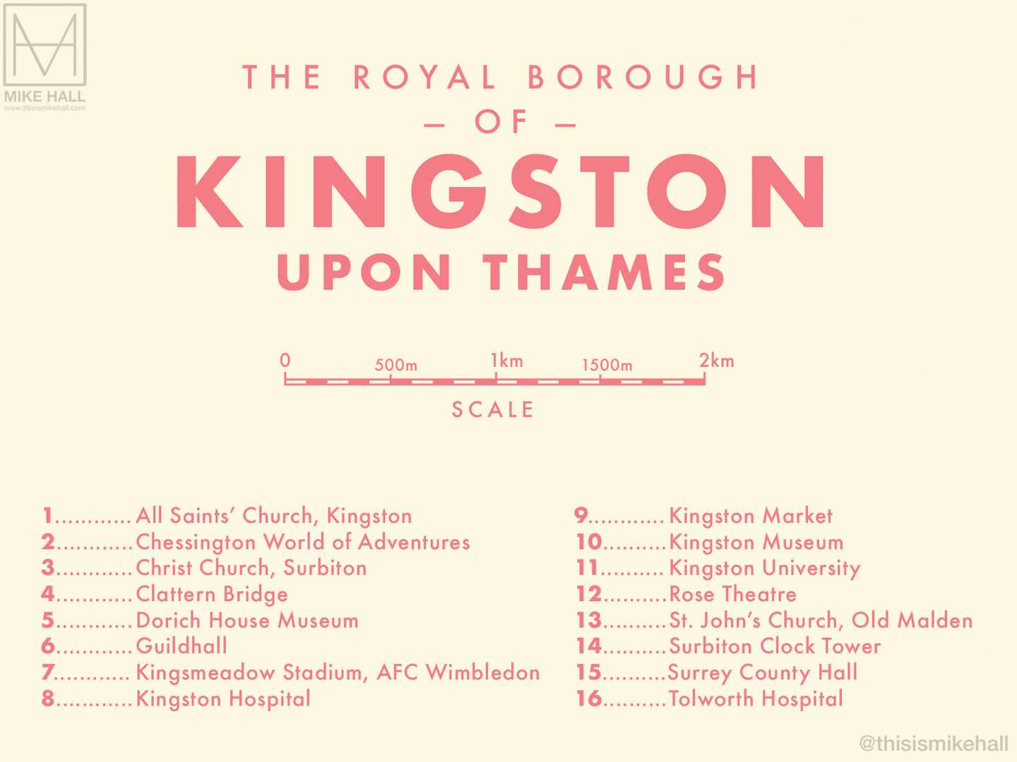 Kingston upon Thames (London borough) retro map giclee print – Mike ...