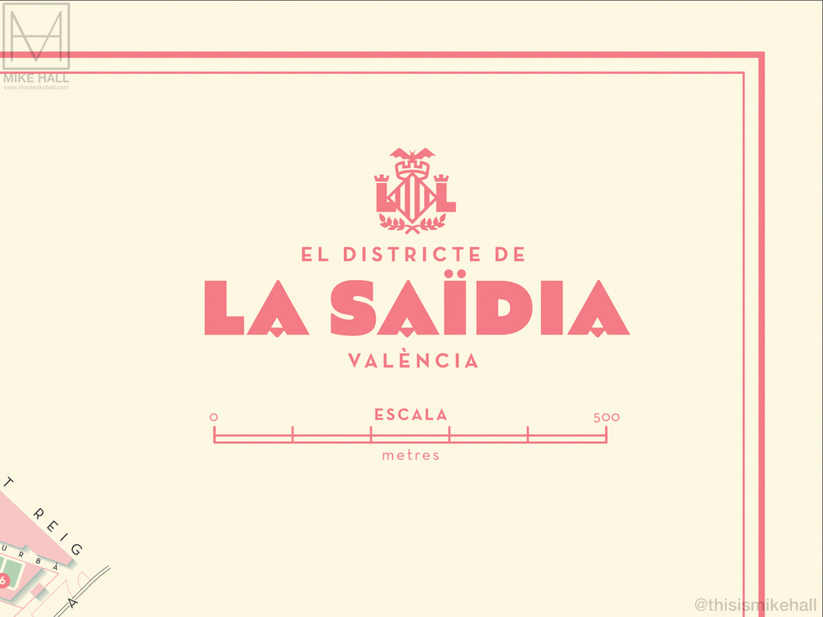 La Saïdia, Valencia map giclee print – Mike Hall Maps & illustration