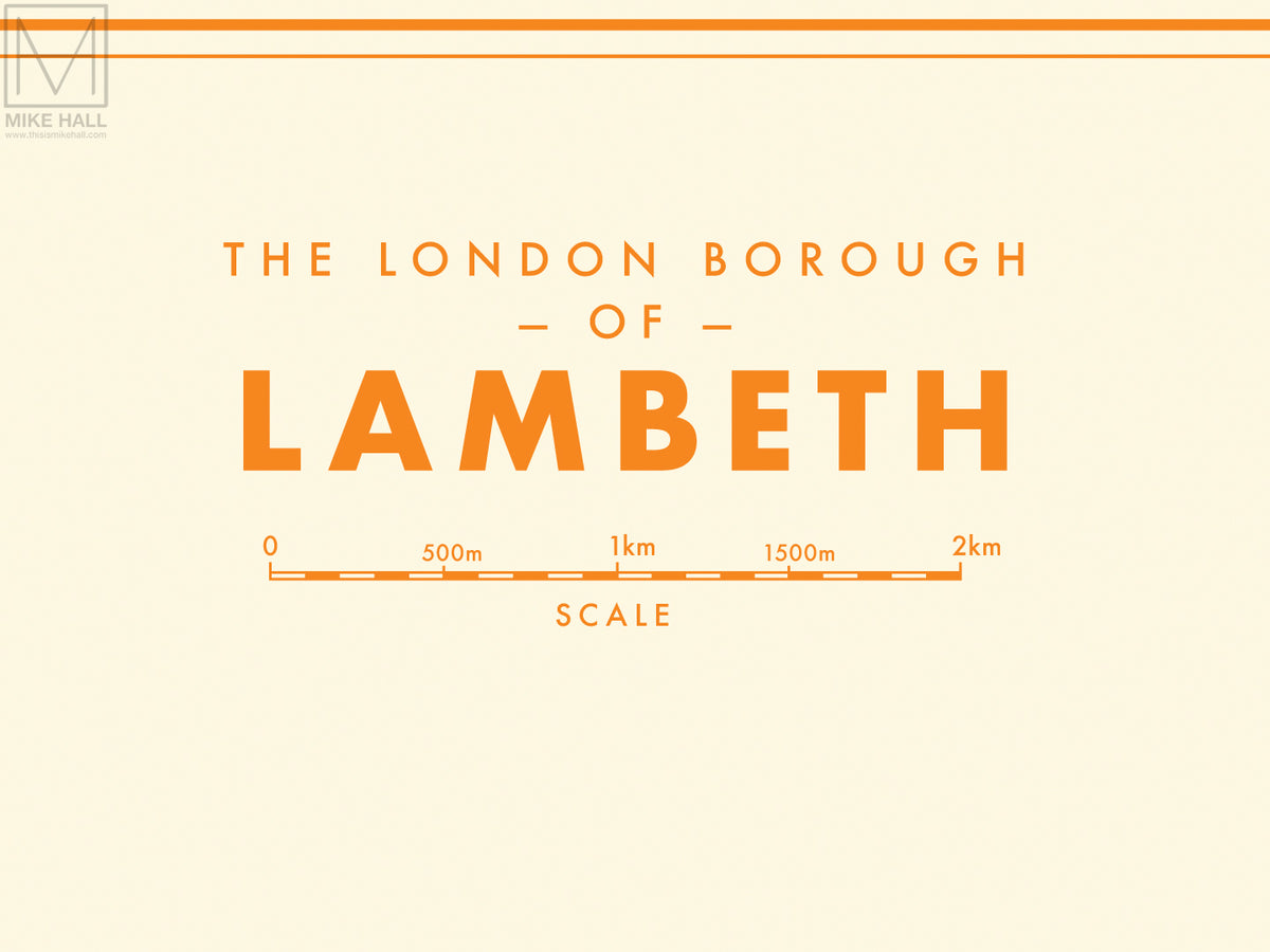 Lambeth (London borough) retro map giclee print – Mike Hall Maps ...