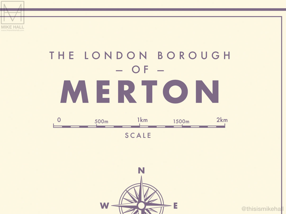Merton (London borough) retro map giclee print – Mike Hall Maps ...
