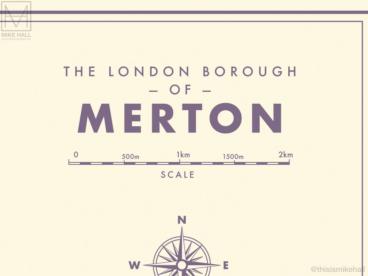 Merton (London borough) retro map giclee print – Mike Hall Maps ...