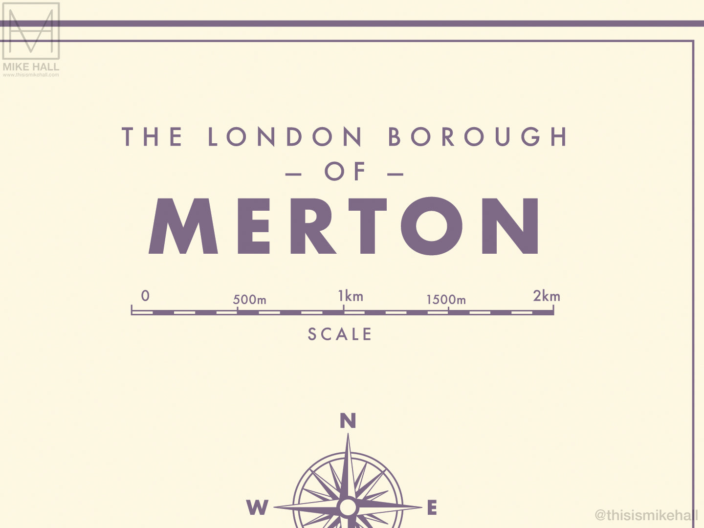 Merton (London borough) retro map giclee print – Mike Hall Maps ...