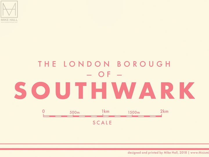 Southwark (London borough) retro map giclee print – Mike Hall Maps ...