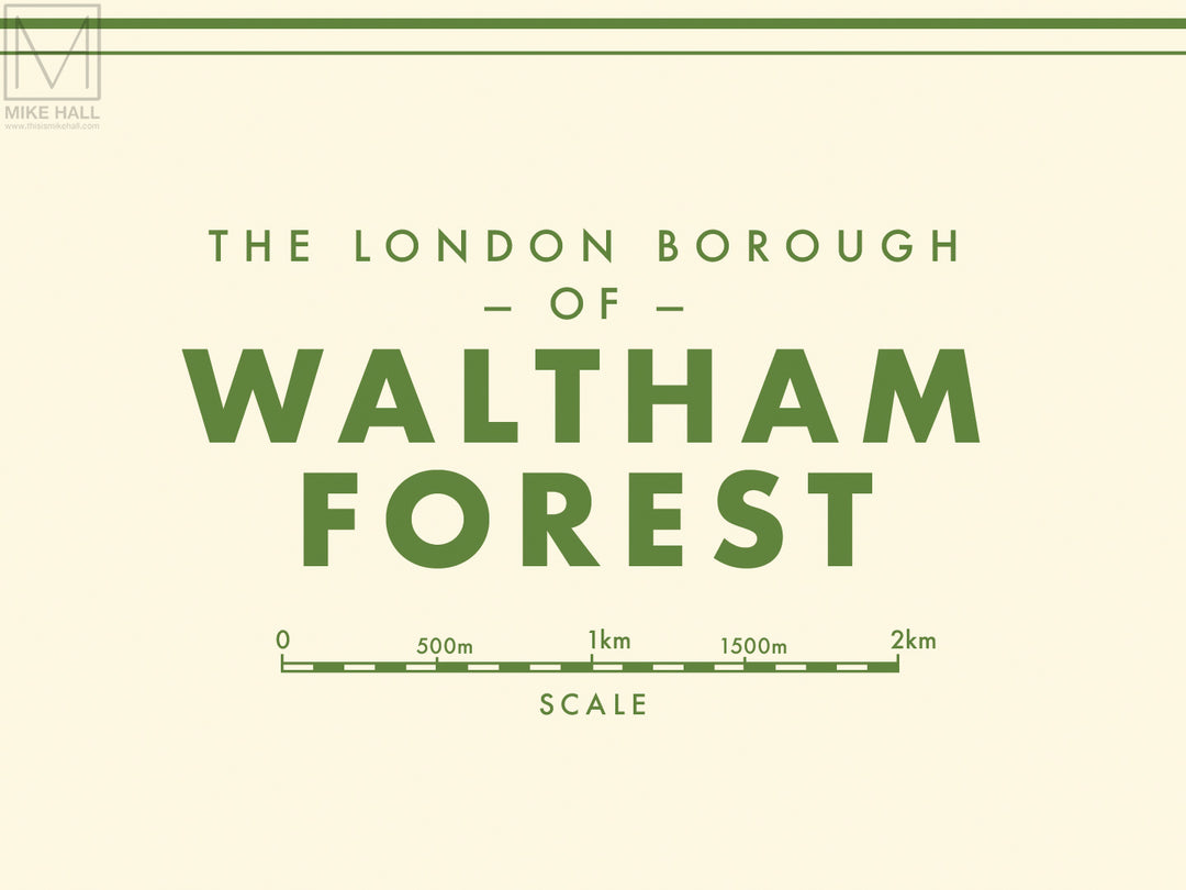 Waltham Forest (London borough) retro map giclee print – Mike Hall Maps ...