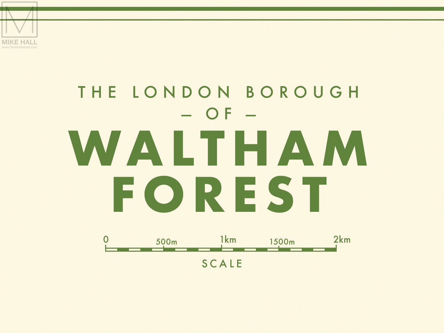 Waltham Forest (London borough) retro map giclee print – Mike Hall Maps ...