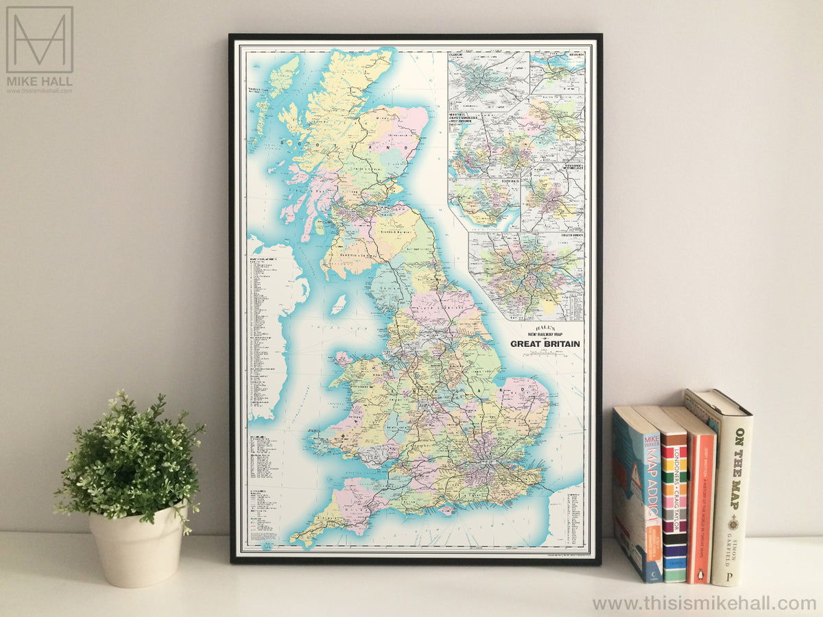 Great Britain Railway Map giclee print – Mike Hall Maps & illustration