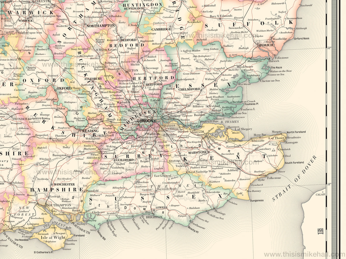 England and Wales (Historic Counties) map giclee print – Mike Hall Maps ...